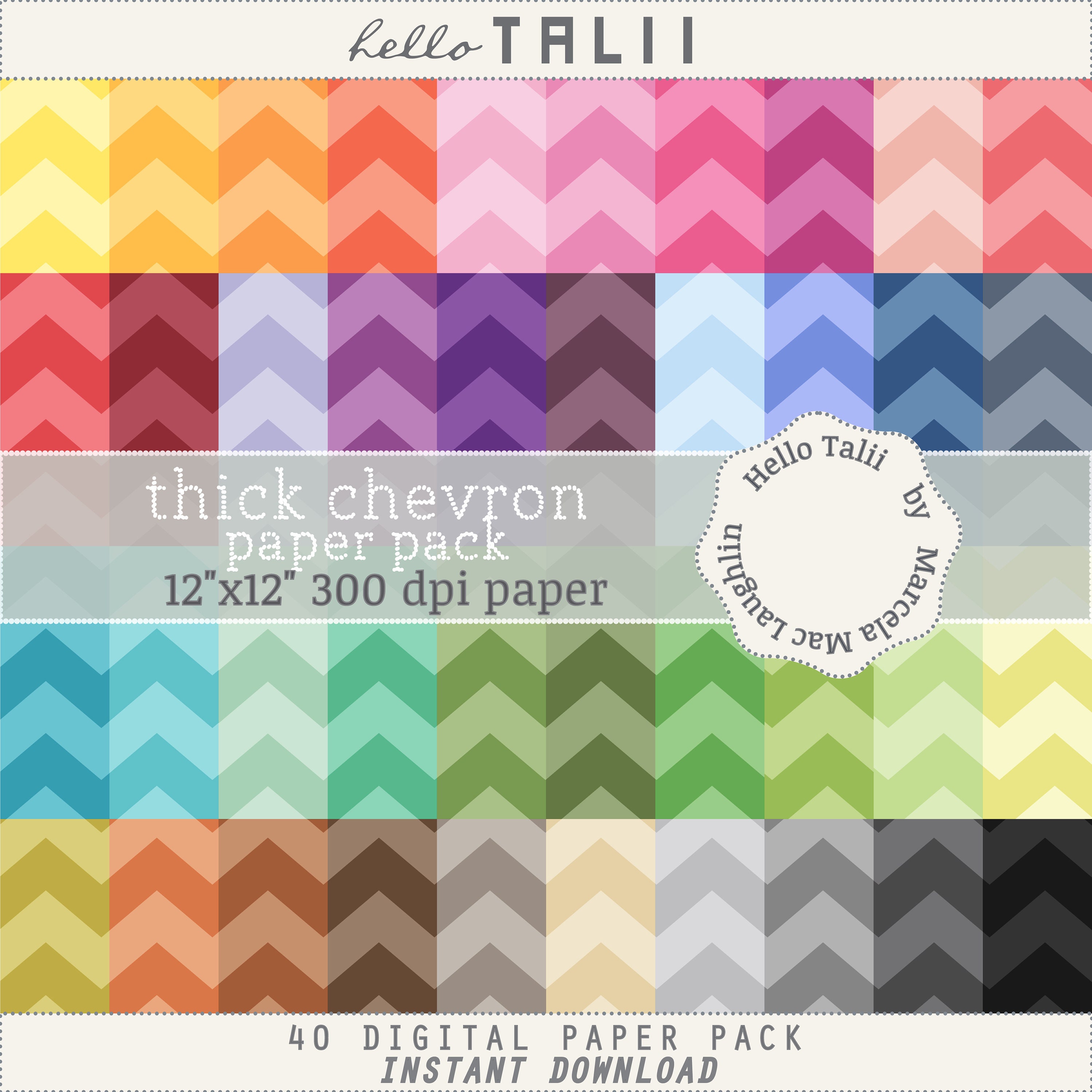 Big CHEVRON Digital Paper Rainbow Pastel Colors Thick Chevron | Etsy