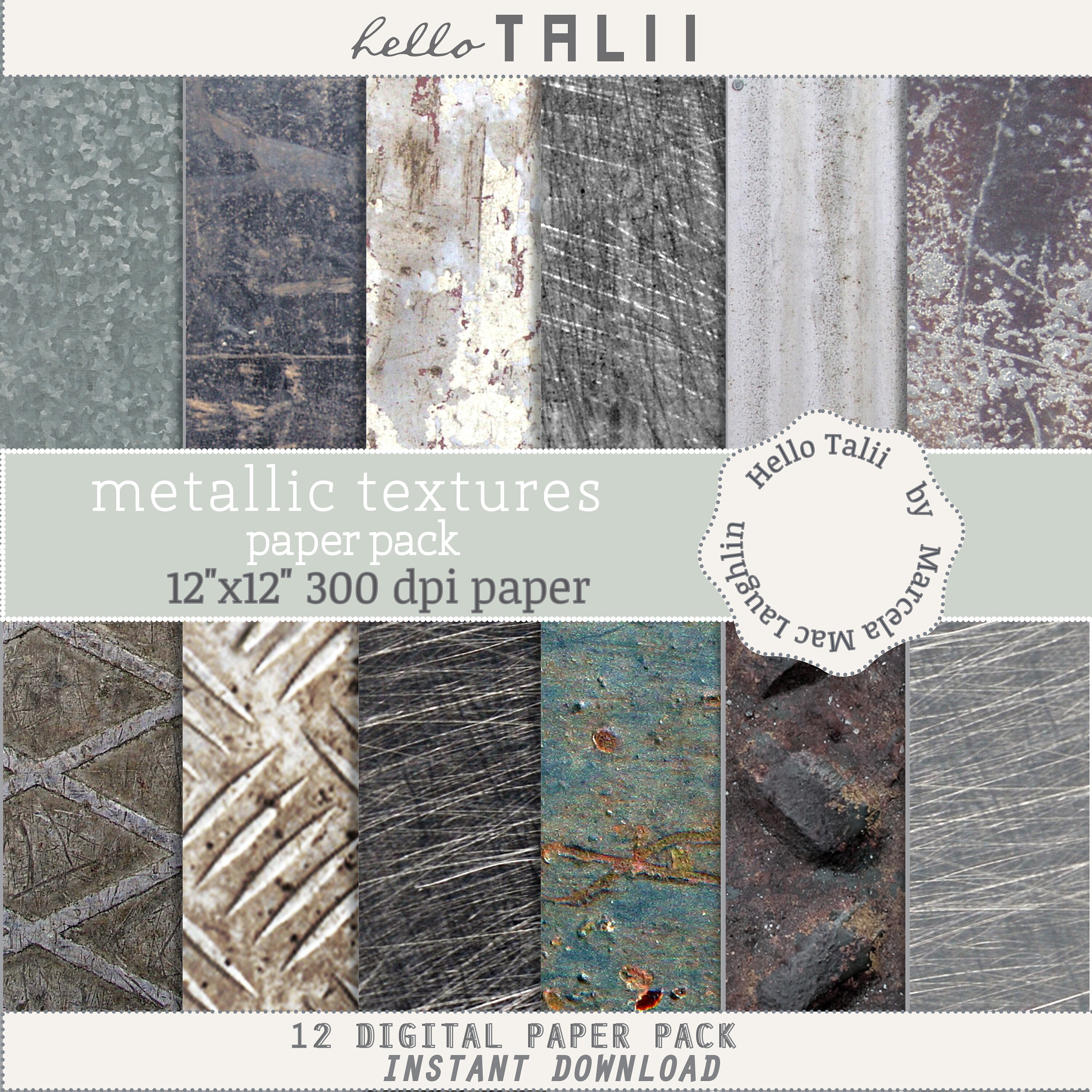METAL Digital Paper Metallic Textures Backgrounds Steel - Etsy