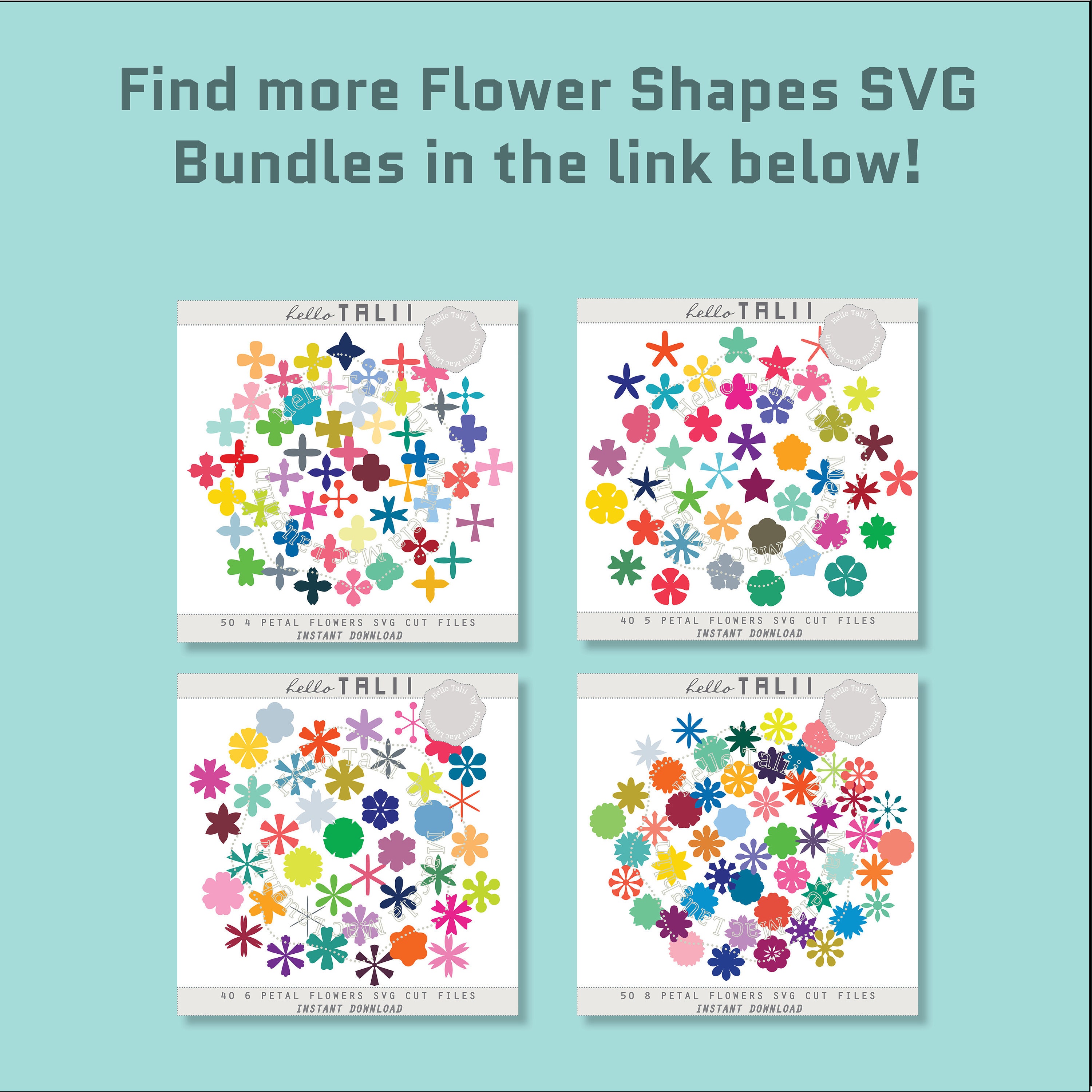 5 PETAL FLOWERS SVG Cut Files 40 Flower Shapes Digital Svg - Etsy
