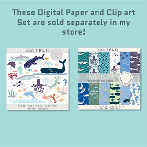 OCEAN BUNDLE Clip Art + Digital Paper- Under the Sea Life Graphics ...