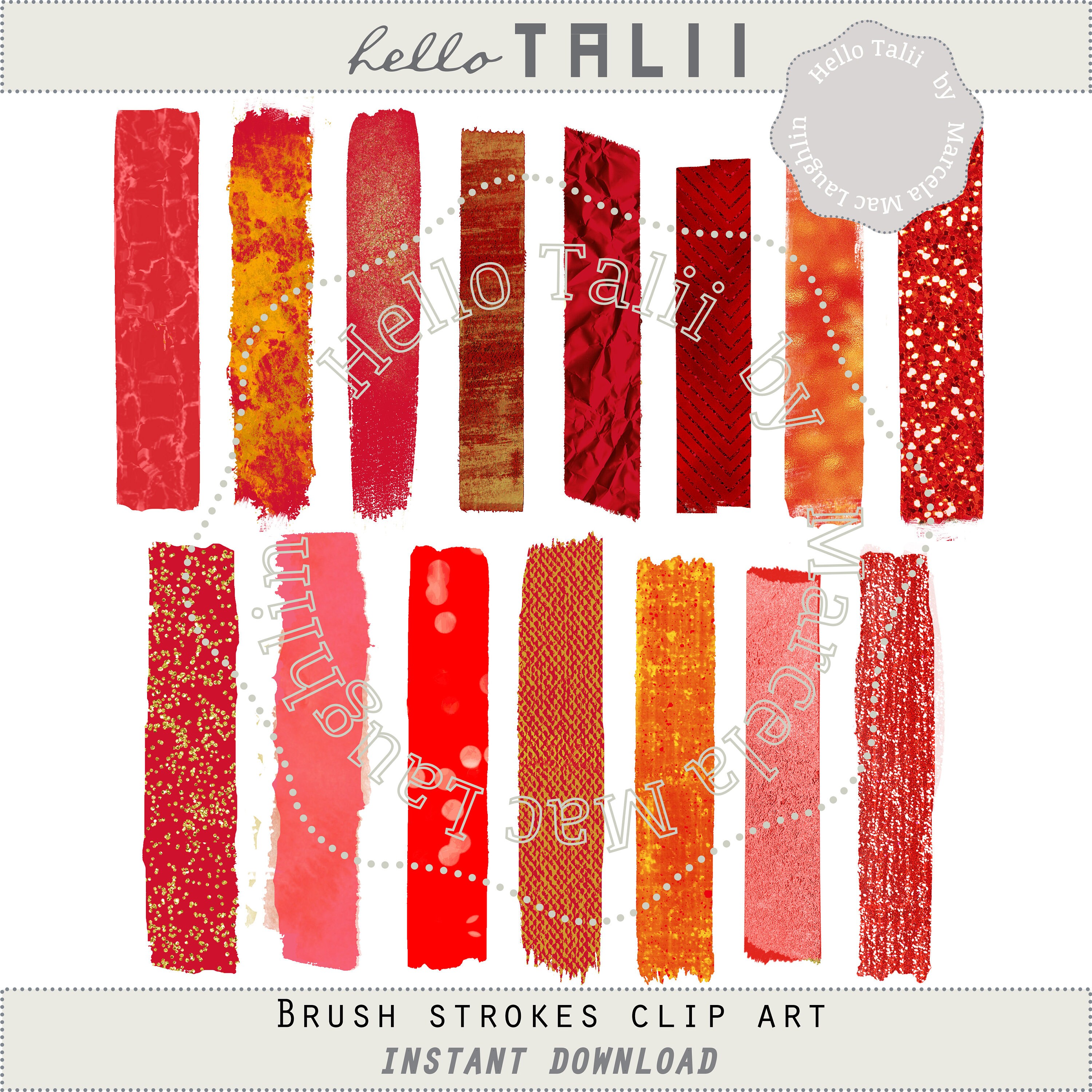RED and GOLD Brush Strokes PNG Clipart Red Handpainted Brush - Etsy