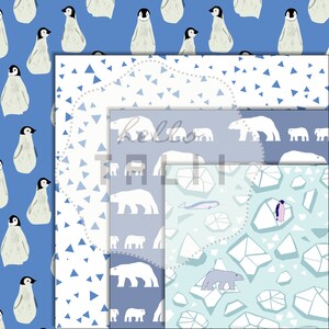 ARTIC ANIMALS Digital Paper- Polar Bears Penguins Seals Narwhals ...