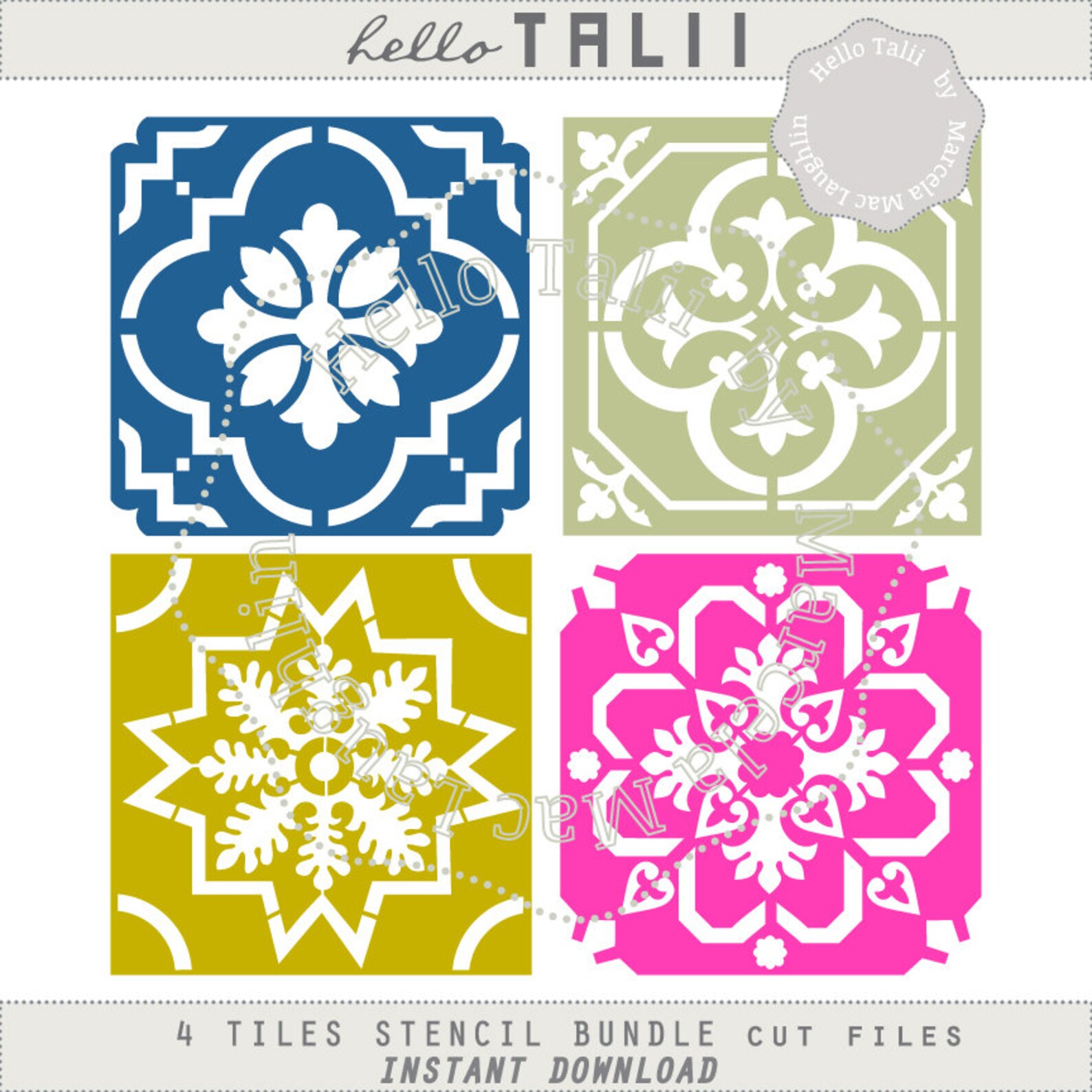 4 TILES Digital Stencils Bundle SVG Cut Files 4 Mosaics DIY - Etsy