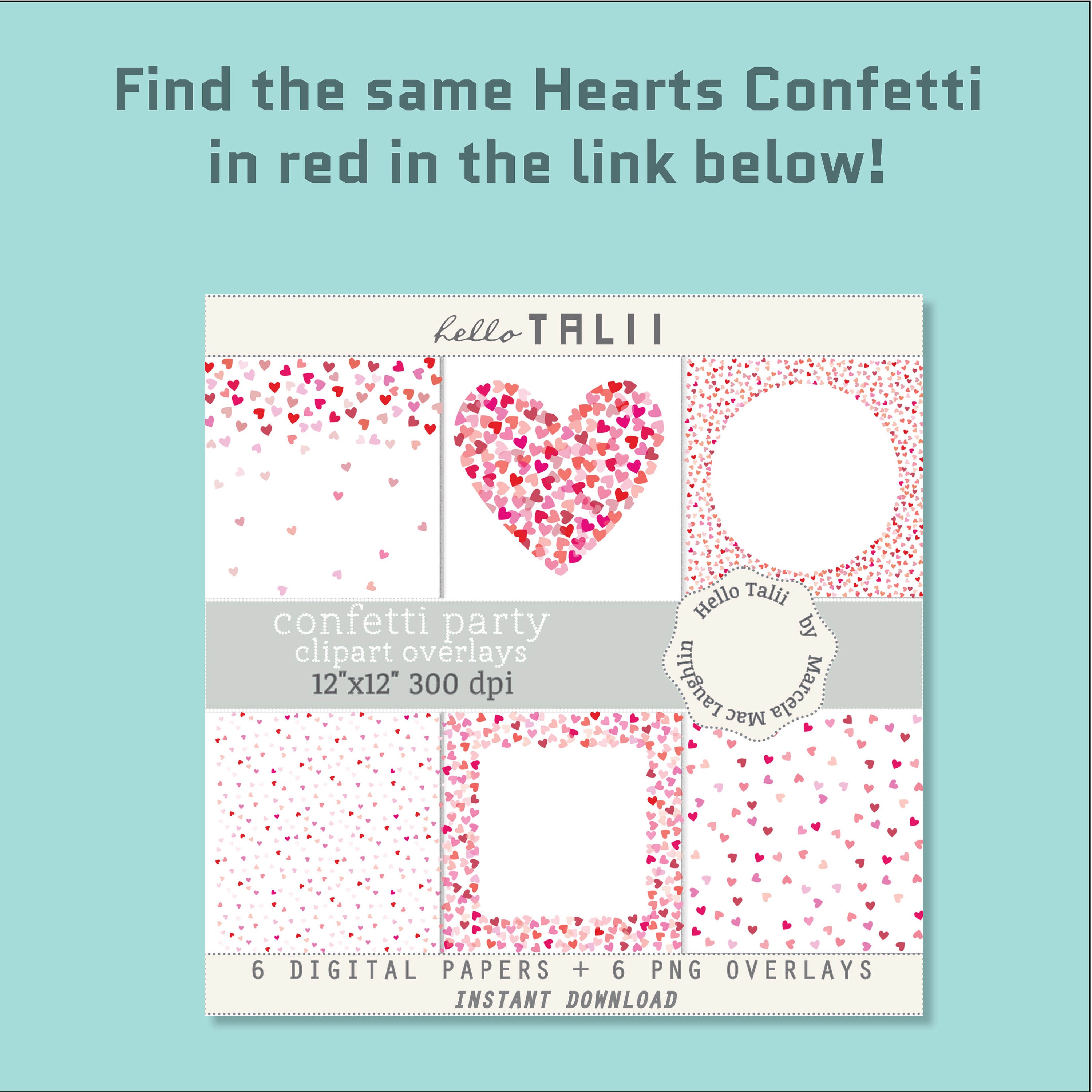 Rainbow HEARTS Overlays Transparent PNG+ JPG Digital Papers- Multicolor ...