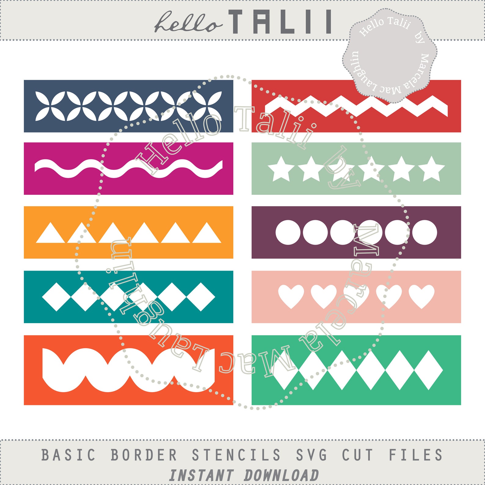 STENCIL BORDERS SVG Die Cut Files- 10 Basic Geometric Borders Templates ...