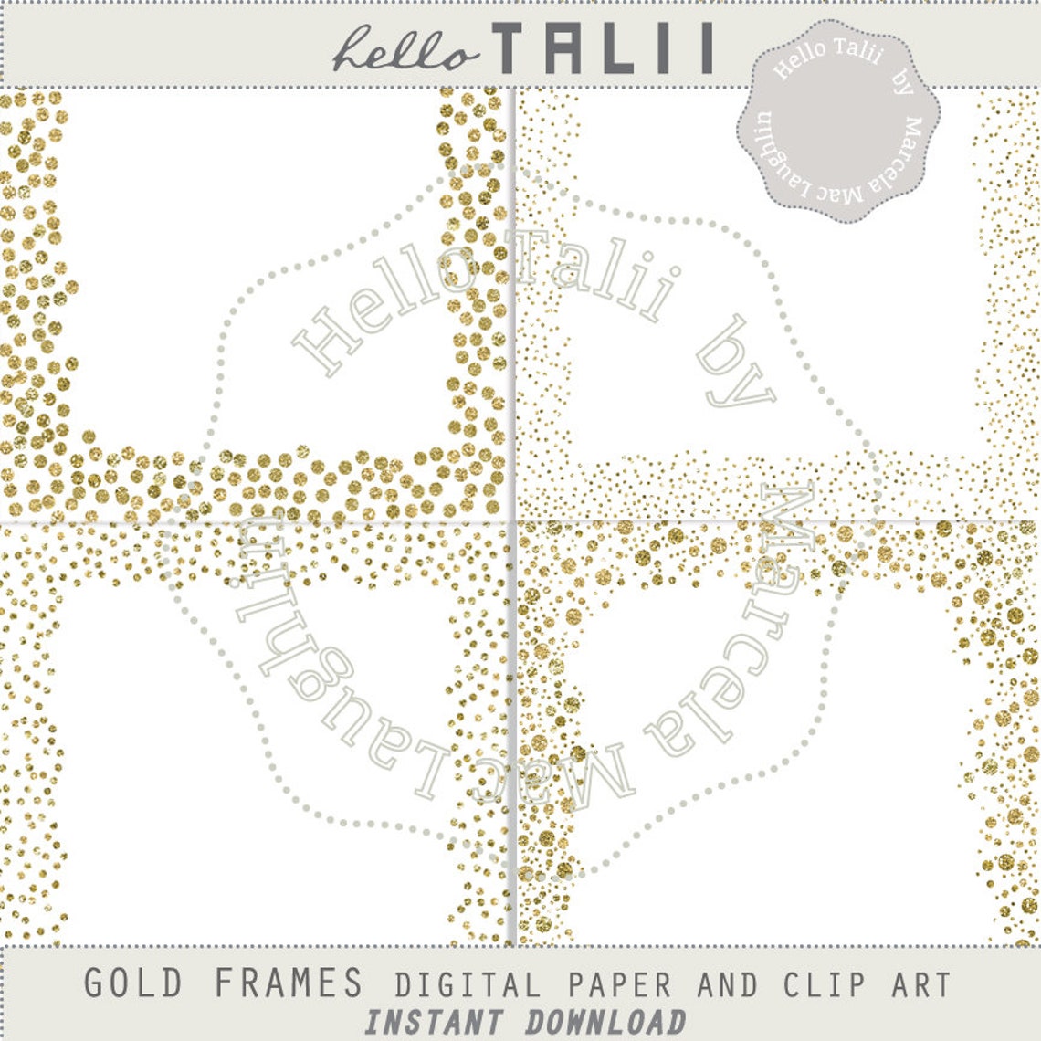 GOLD Confetti Frames Clip Art Digital Papers PNG gold | Etsy