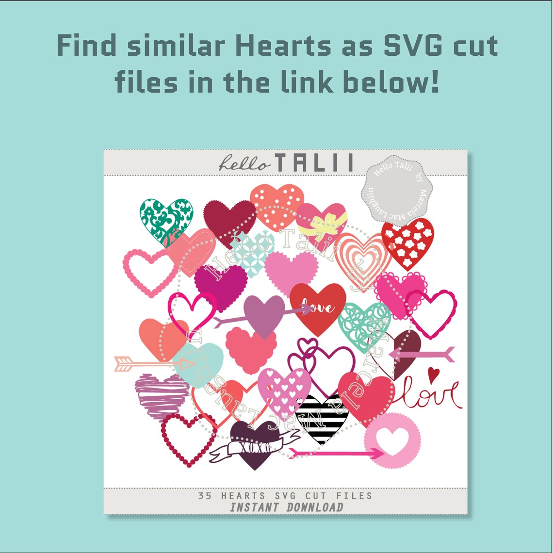 Hearts Clipart VALENTINES DAY Digital Hearts Arrows Flowers | Etsy