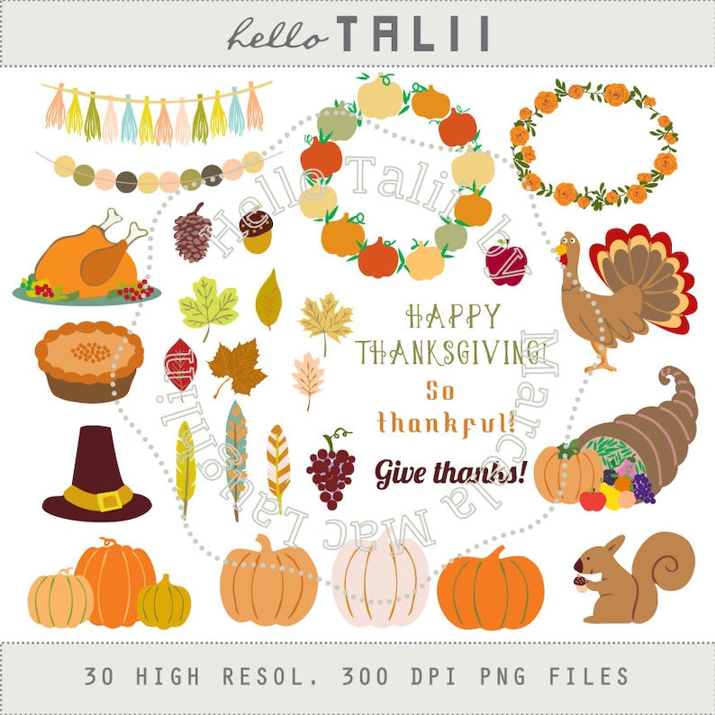 THANKSGIVING Clipart Happy Thanksgiving Clip Art Decor - Etsy