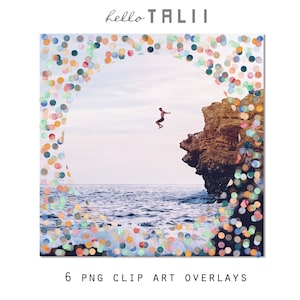 Watercolor DOTS Clipart Overlays- 6 Transparent Confetti Polka Dots ...