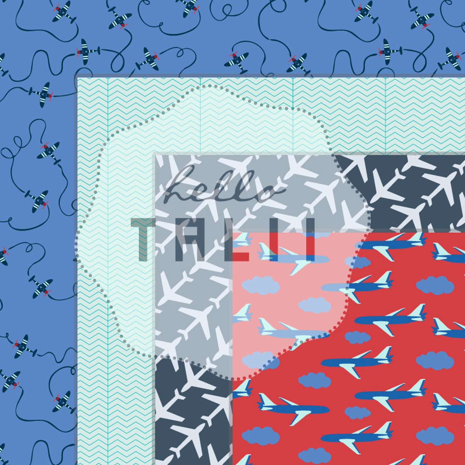 AIRPLANE Digital Paper Airplane Birthday Paper Plane Air Mail | Etsy