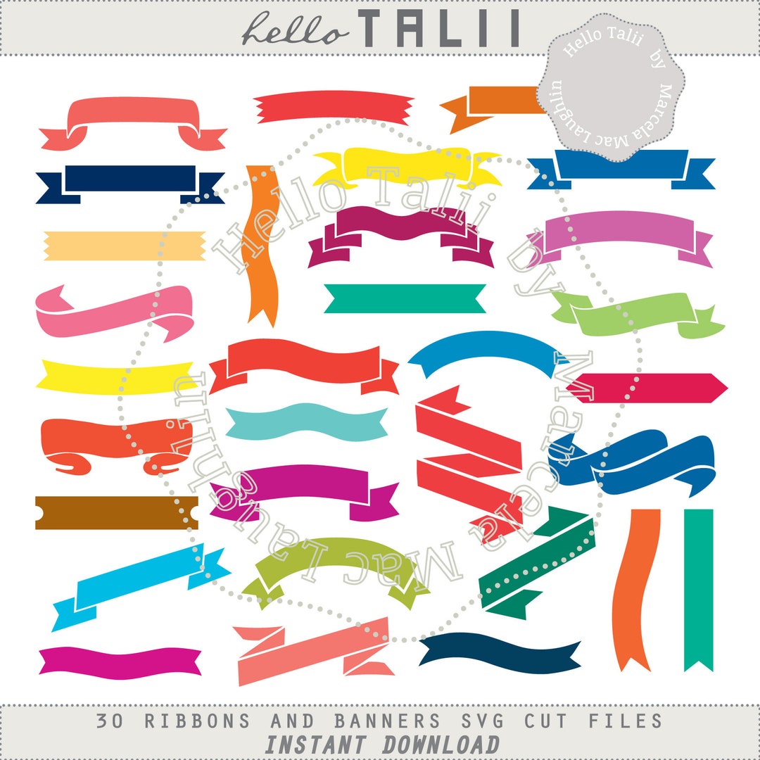 Ribbons Banners SVG Cut Files- 30 Ribbons Digital Svg + Dxf + Eps + Png ...