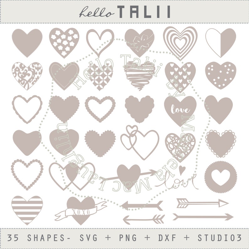 35 Hearts SVG CUT FILES- 31 Digital Hearts Svg + Png + Eps Vector + Dxf ...