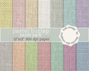 PASTEL BURLAP Digital Paper- 14 Burlap Backgrounds Soft Pastel Color ...