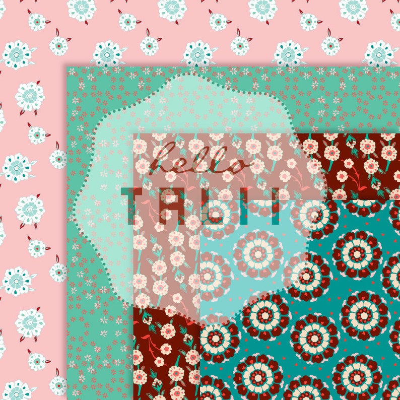 Winter Flowers Digital Paper WINTER FLORALS Patterns | Etsy