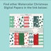 Christmas WATERCOLOR Digital Paper- Red Green White Watercolor Patterns ...