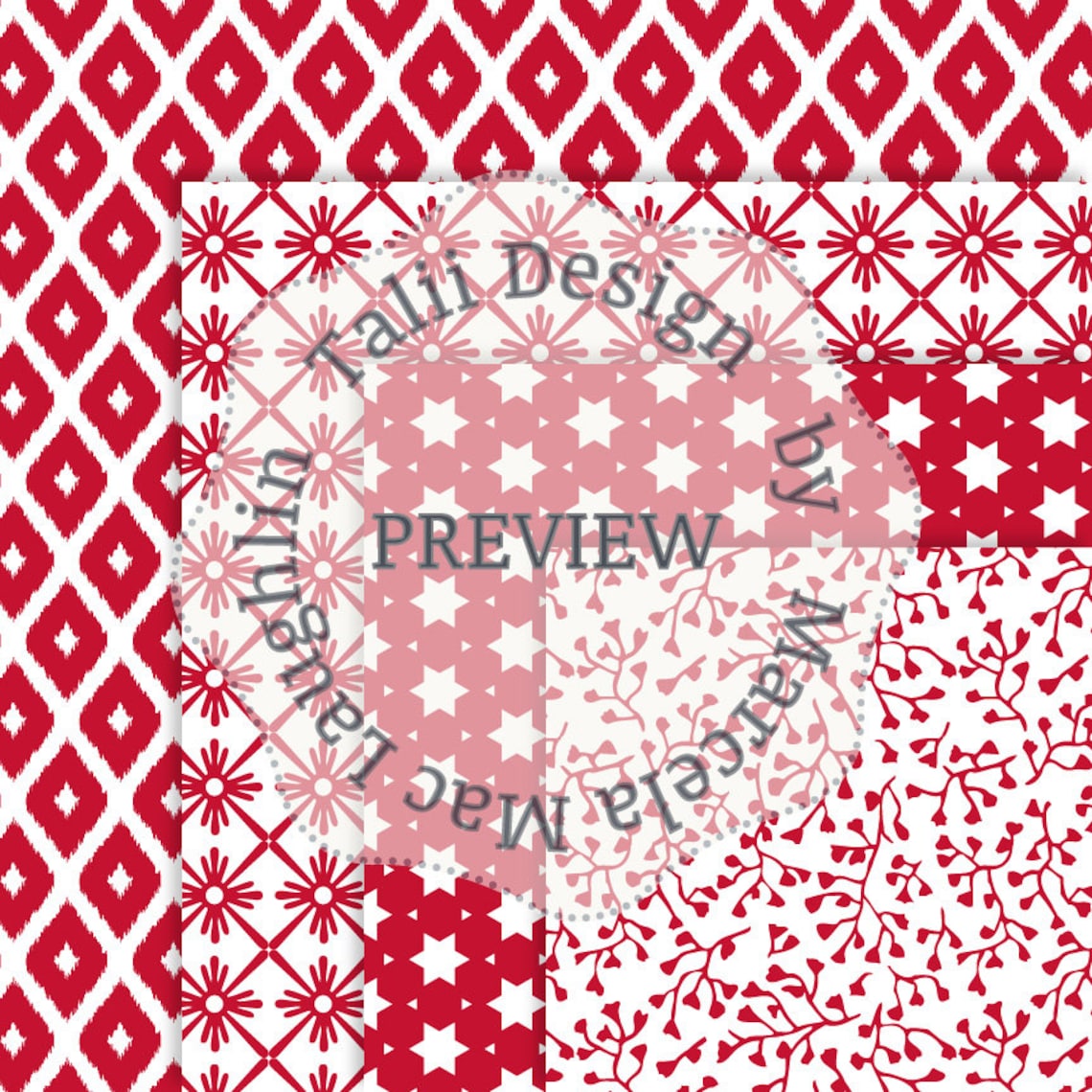 RED CHRISTMAS Digital Paper White and Red Backgrounds for - Etsy