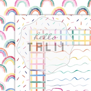 WATERCOLOR RAINBOW Digital Paper- Pastel Rainbow Watercolor Rainbow ...