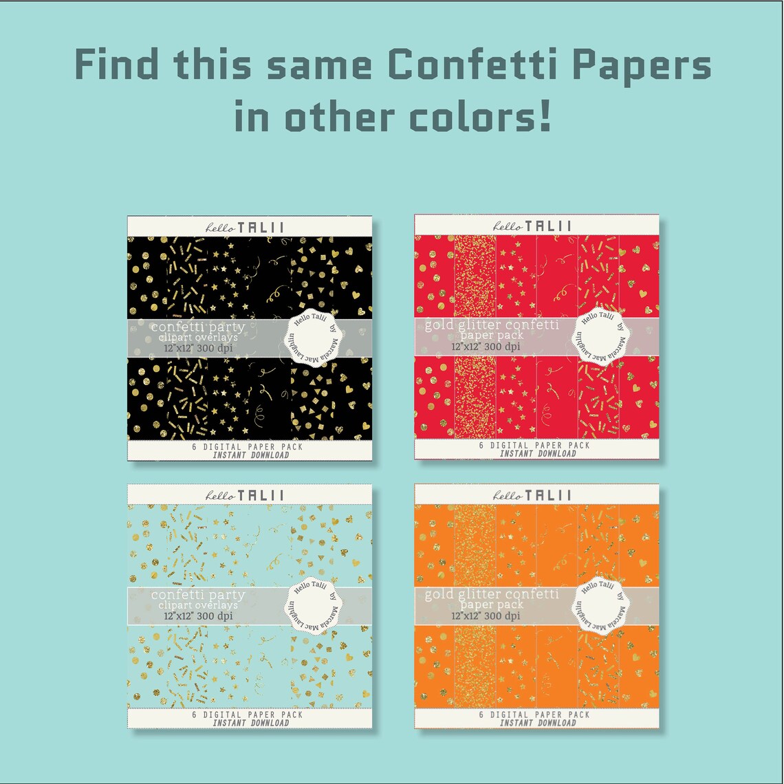 Green and Gold CONFETTI Digital Paper Christmas Glitter | Etsy