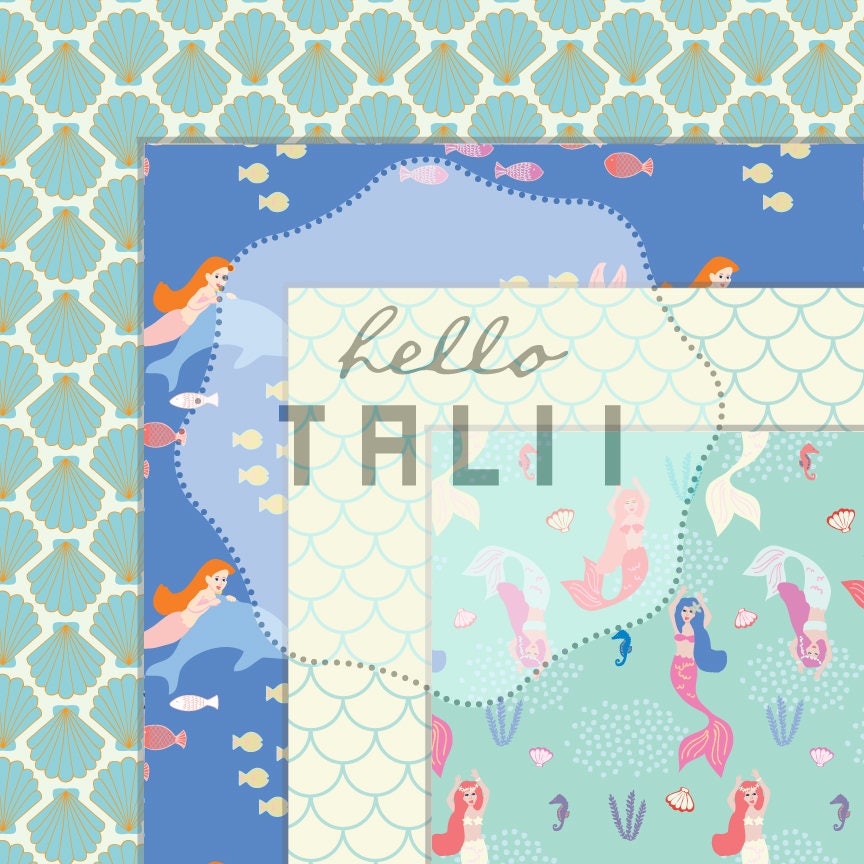 MERMAID Digital Paper Little Mermaid Party Backgrounds Pink - Etsy