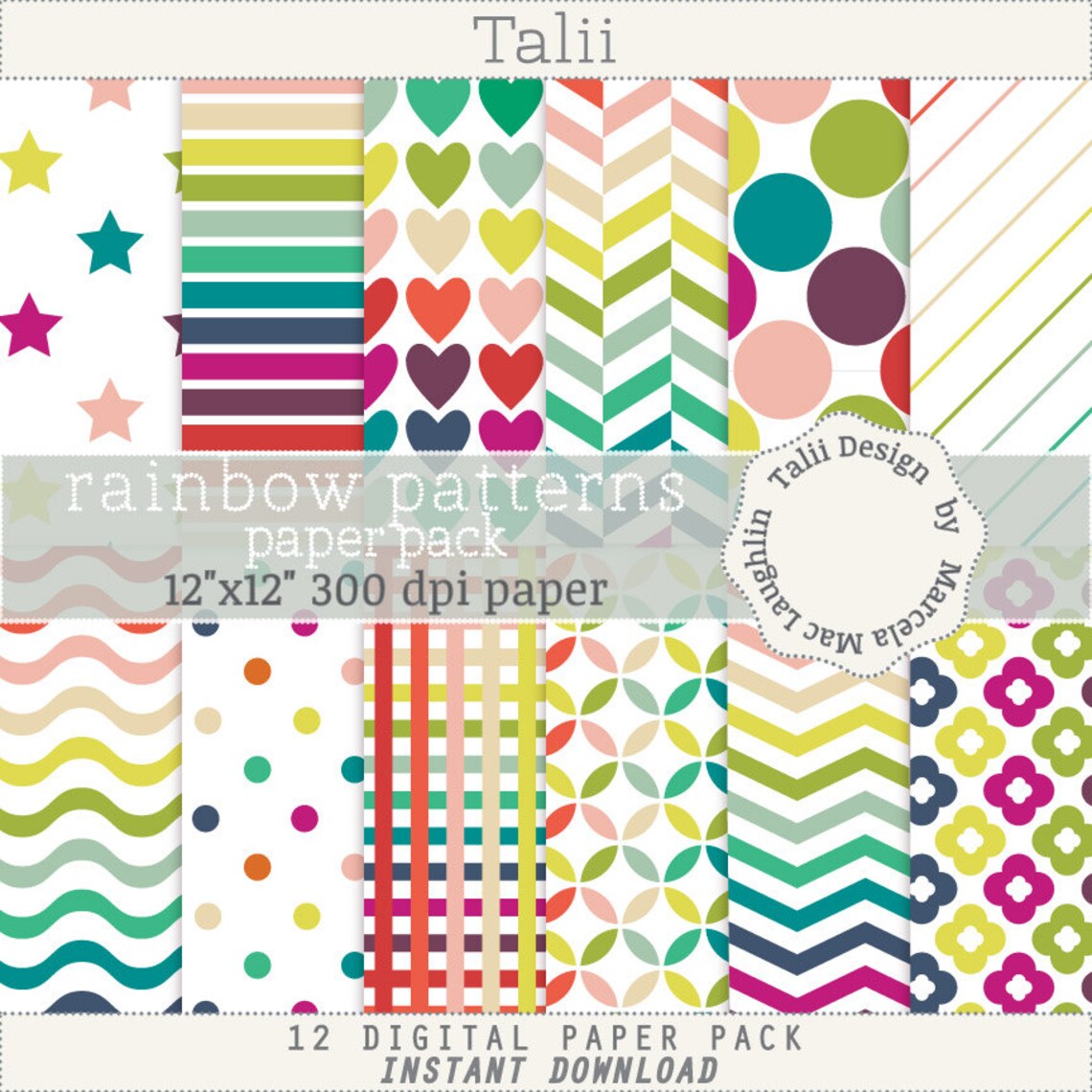 Rainbow Digital Paper RAINBOW BIRTHDAY Rainbow Colors Rainbow - Etsy