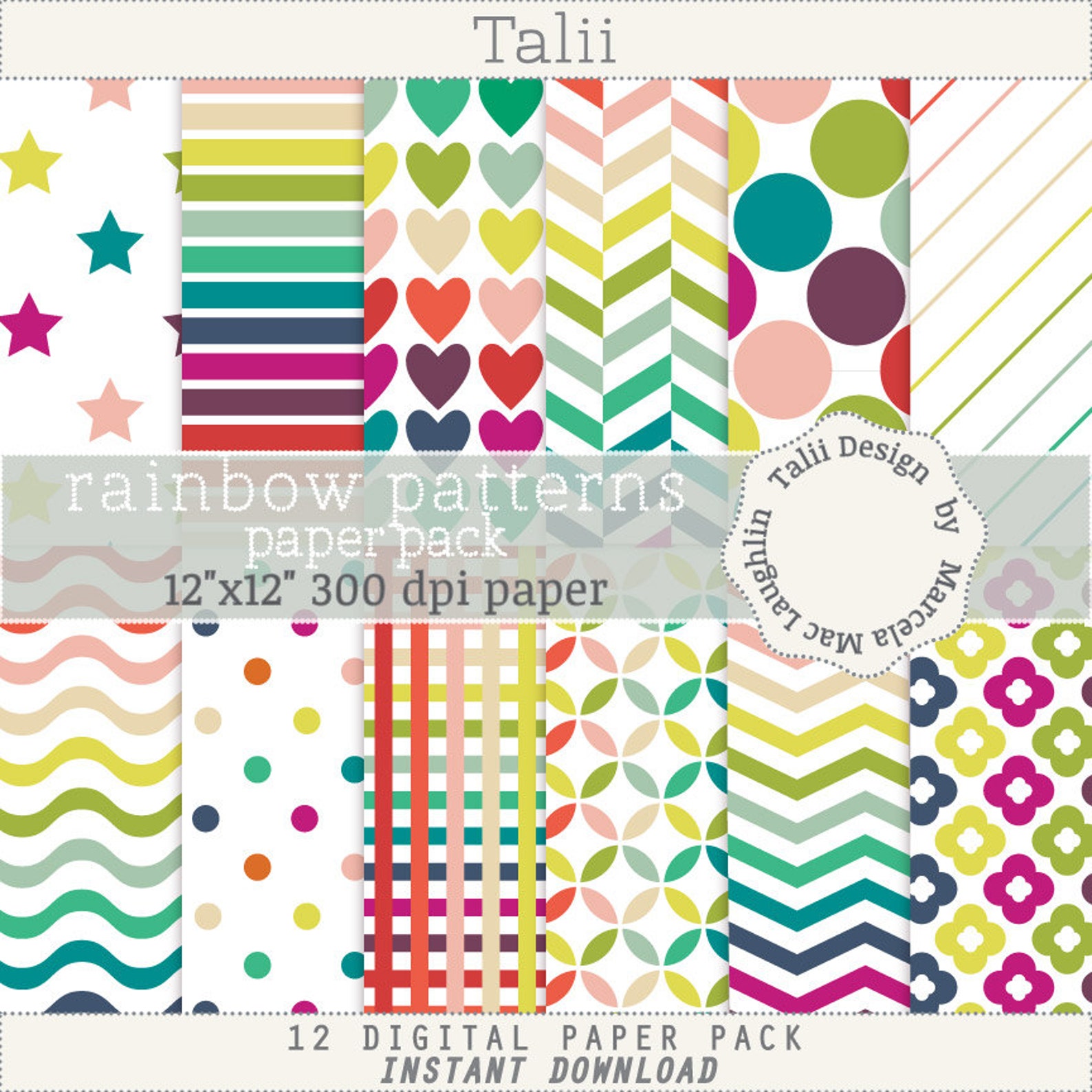 Rainbow Digital Paper RAINBOW BIRTHDAY Rainbow Colors Rainbow - Etsy