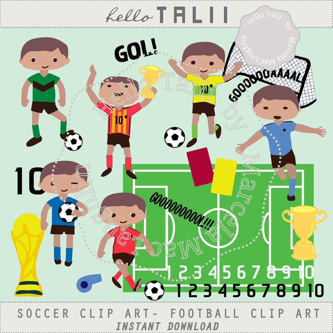 SOCCER Clipart- Football Clipart Soccer Players Soccer Field Ball ...