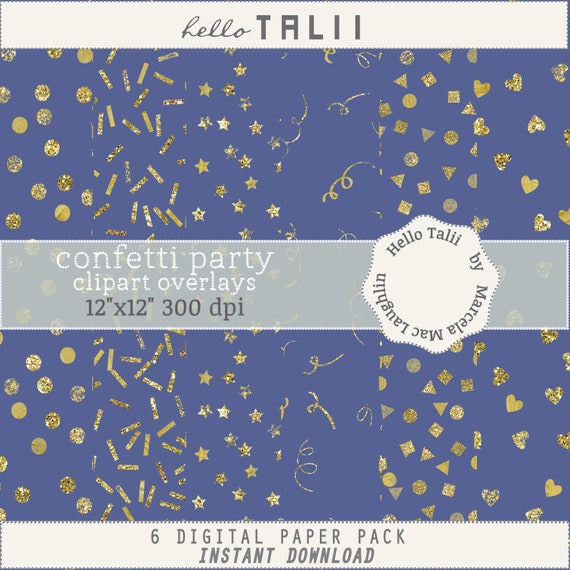 PURPLE Gold Glitter CONFETTI Digital Paper Violet Lavender | Etsy