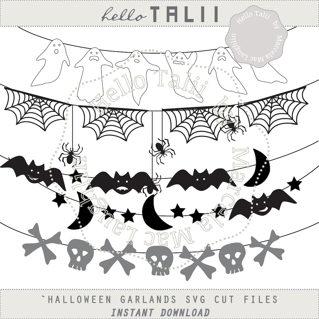 Halloween Decor BUNDLE SVG Cut Files- DIY Garlands With Bats Spiderwebs ...