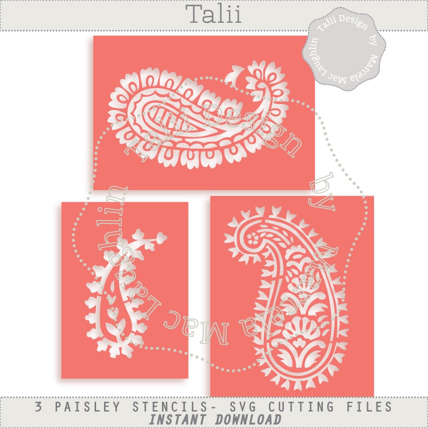 Paisley Stencil SVG Cutting Files DIGITAL 3 Indian Stencils | Etsy UK