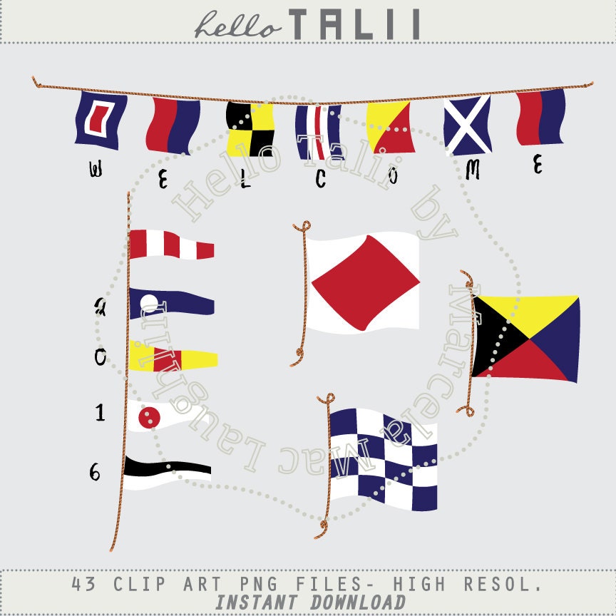 Nautical Flags and Pennants NAUTICAL CLIPART International - Etsy
