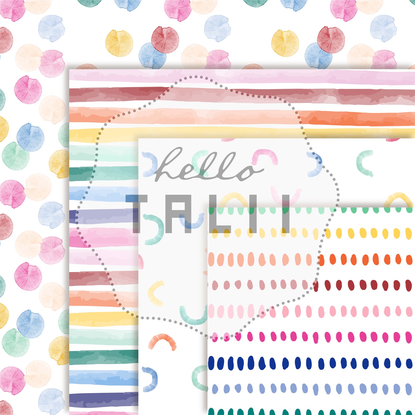 WATERCOLOR RAINBOW Digital Paper Pastel Rainbow Watercolor | Etsy