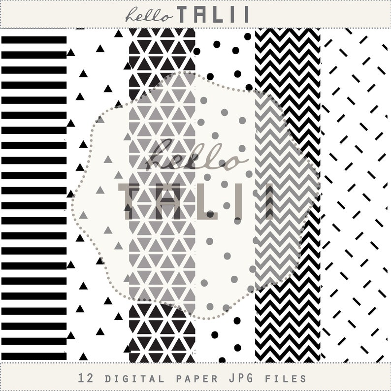 MINIMAL Black and White Digital Paper + Clipart Overlays- Minimalist ...