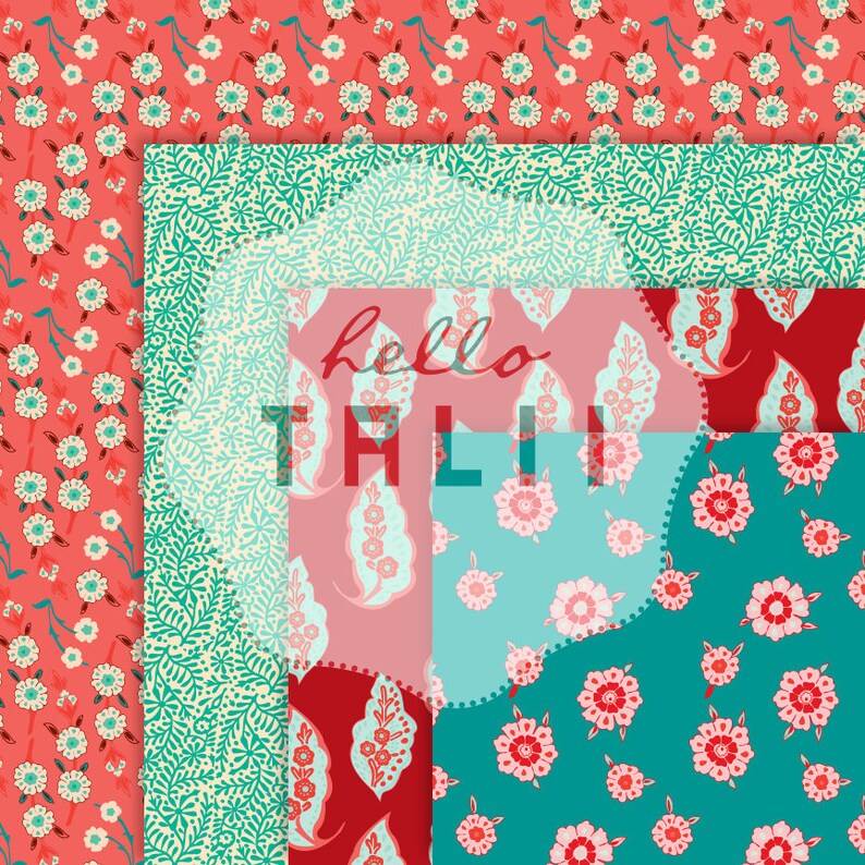 Winter Flowers Digital Paper WINTER FLORALS Patterns- Christmas Floral ...