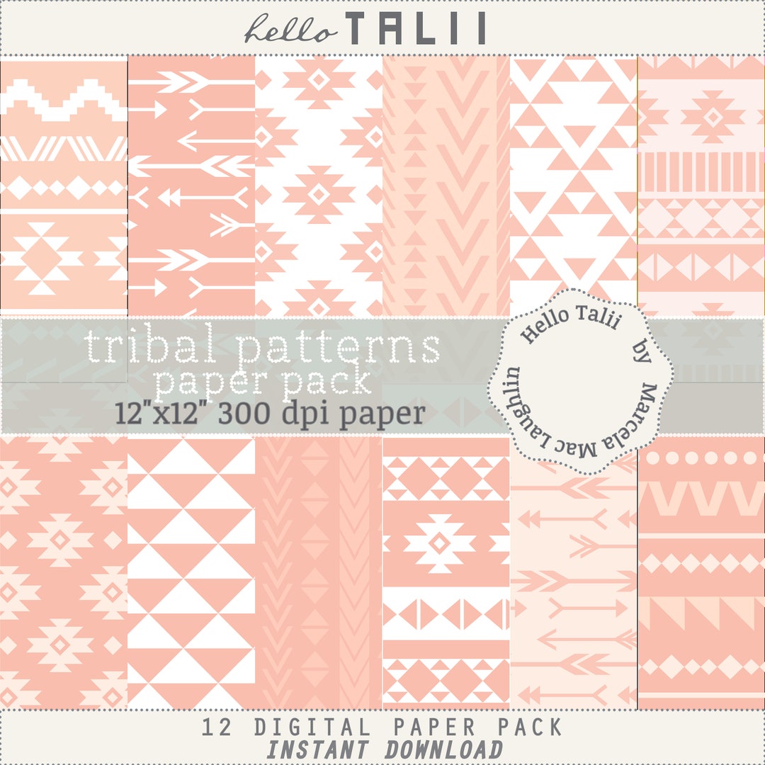 Pastel TRIBAL Digital Paper AZTEC Tribal Backgrounds Arrows Geometric ...