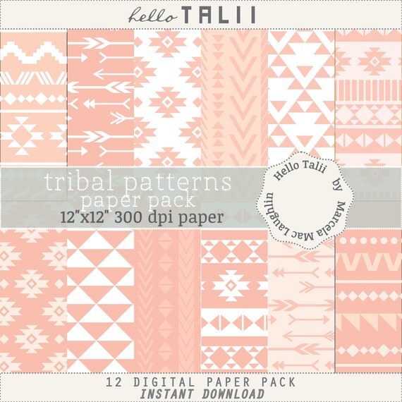 Pastel TRIBAL Digital Paper AZTEC Tribal Backgrounds Arrows - Etsy