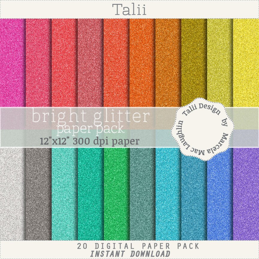 Rainbow Glitter Paper BRIGHT GLITTER 20 Bright Colors Glitter | Etsy