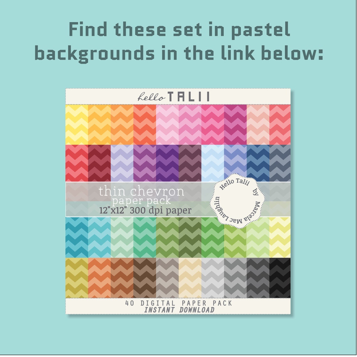 Thin Chevron DIGITAL PAPER Fine CHEVRON Backgrounds Rainbow - Etsy
