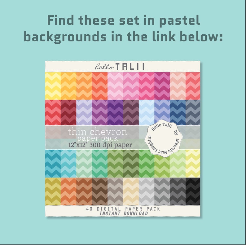 Thin Chevron DIGITAL PAPER Fine CHEVRON Backgrounds Rainbow - Etsy