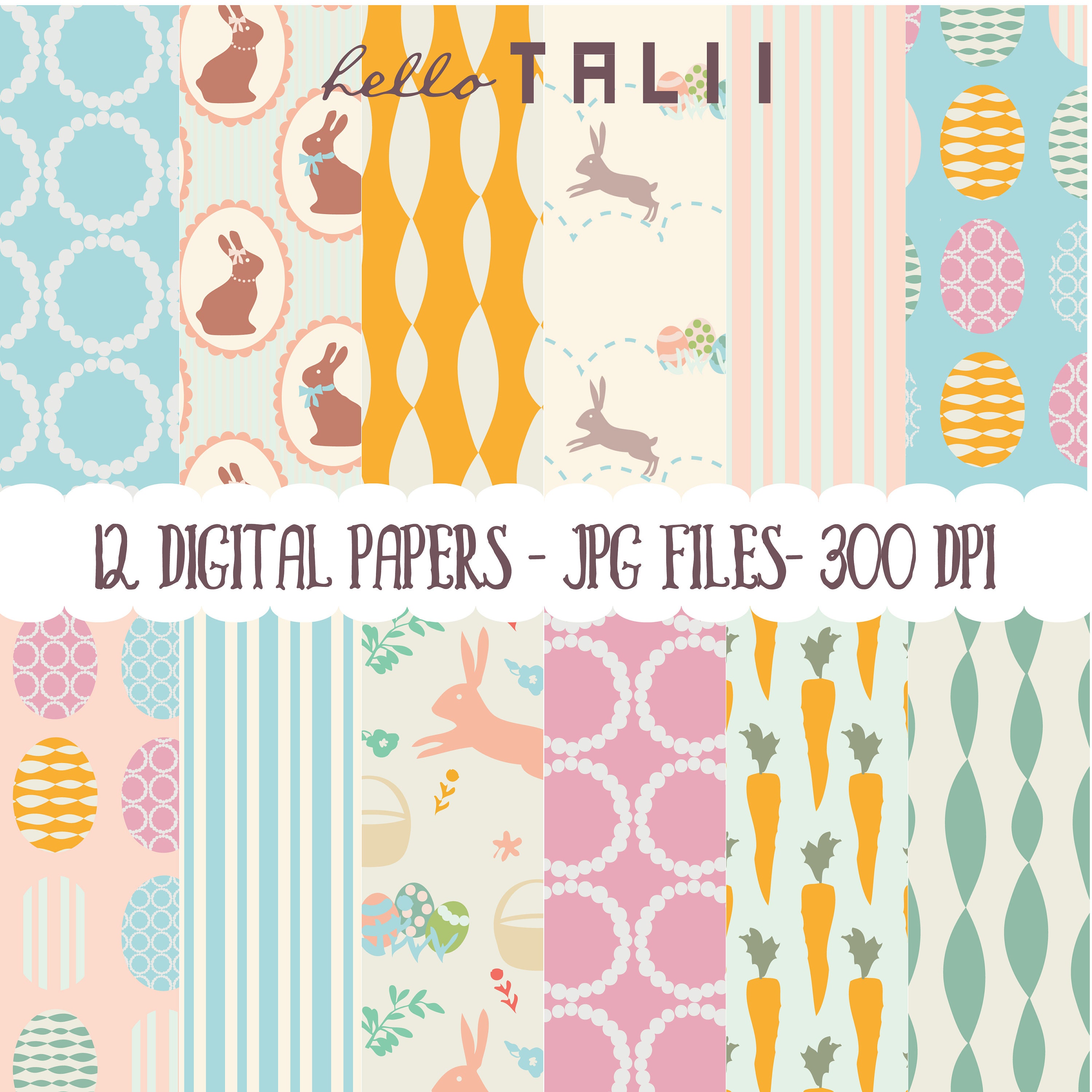 HAPPY EASTER BUNDLE Clip Art Digital Paper Easter Graphics - Etsy