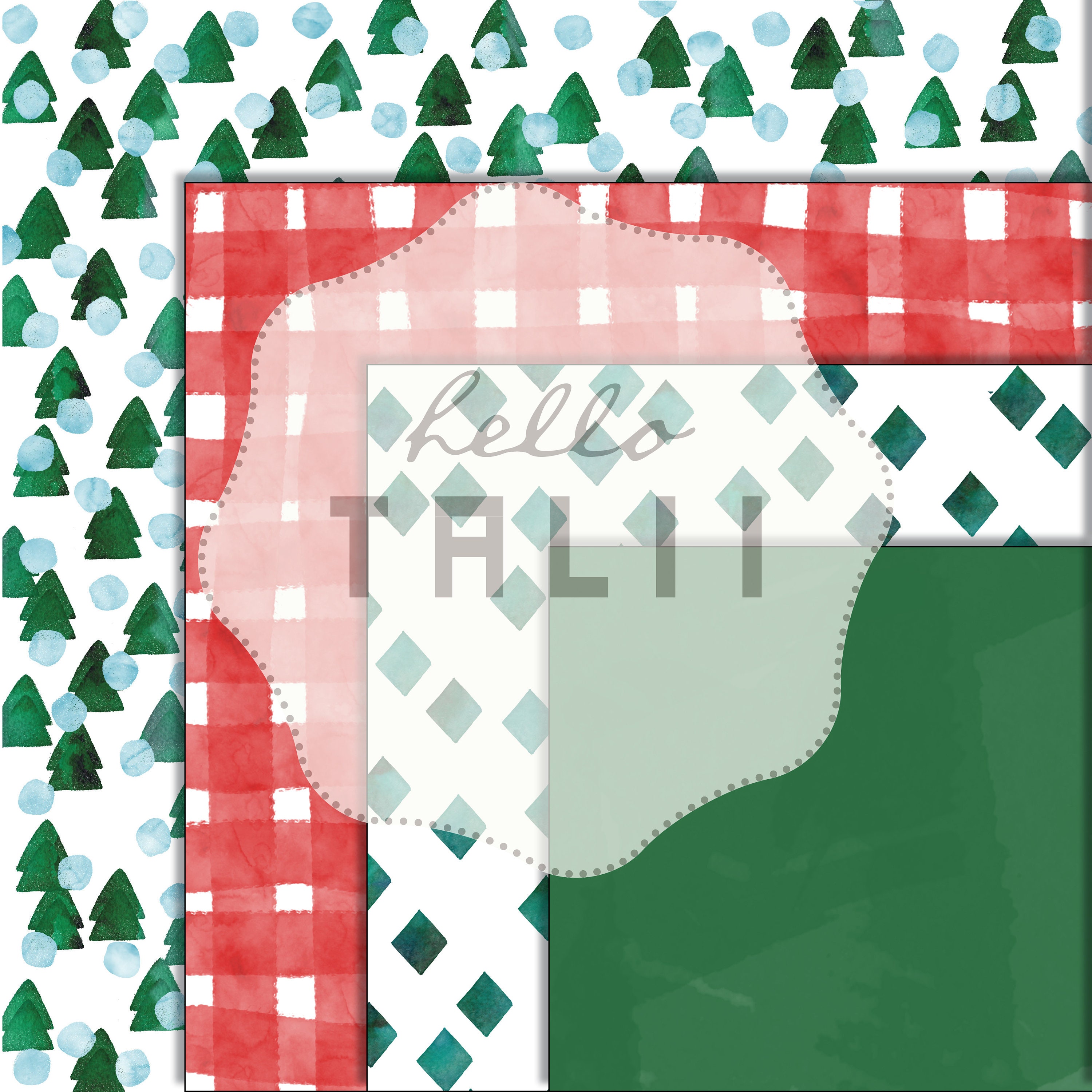 WATERCOLOR CHRISTMAS Digital Paper Handpainted Watercolor - Etsy