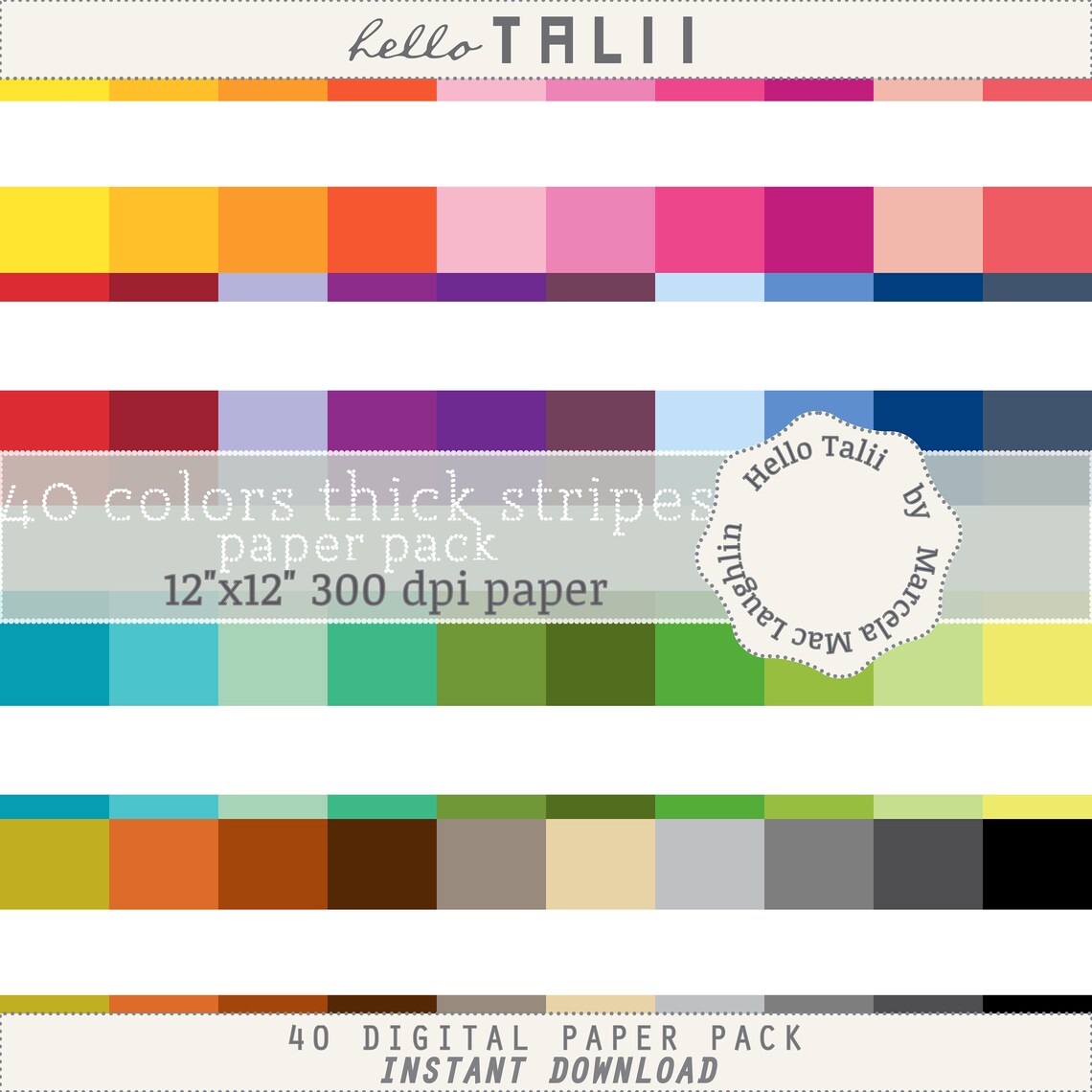 BIG Stripes DIGITAL PAPER Thick Stripes Backgrounds Bright - Etsy