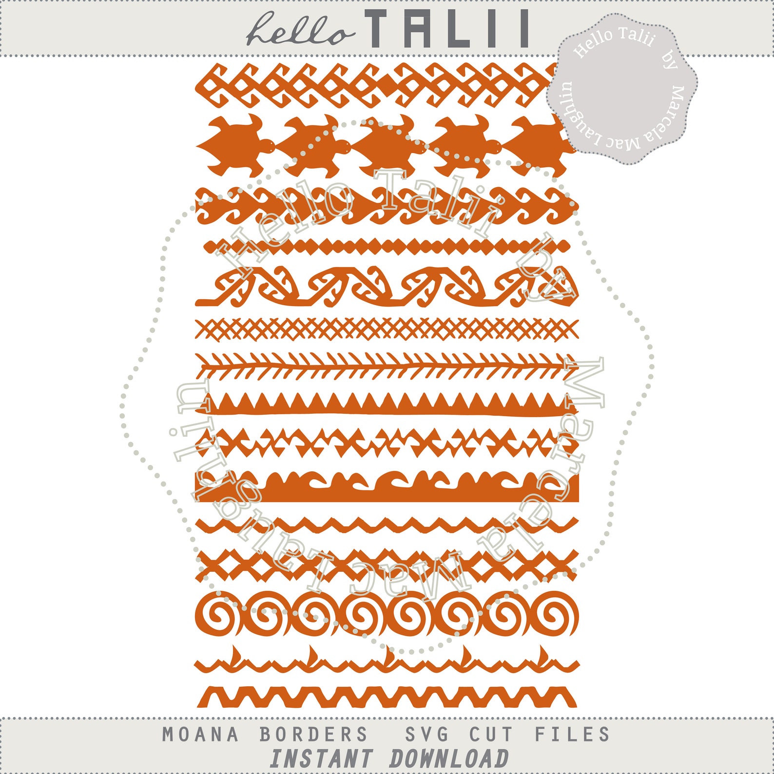 MOANA Tribal BORDERS Cut Files- Svg + Png + Eps + Dxf Vector Digital ...