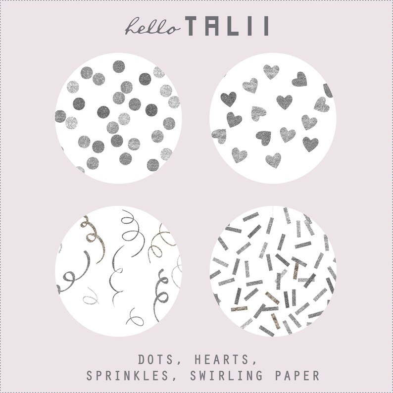 SILVER GLITTER CONFETTI Borders Clip Art- 8 Borders Silver Confetti ...