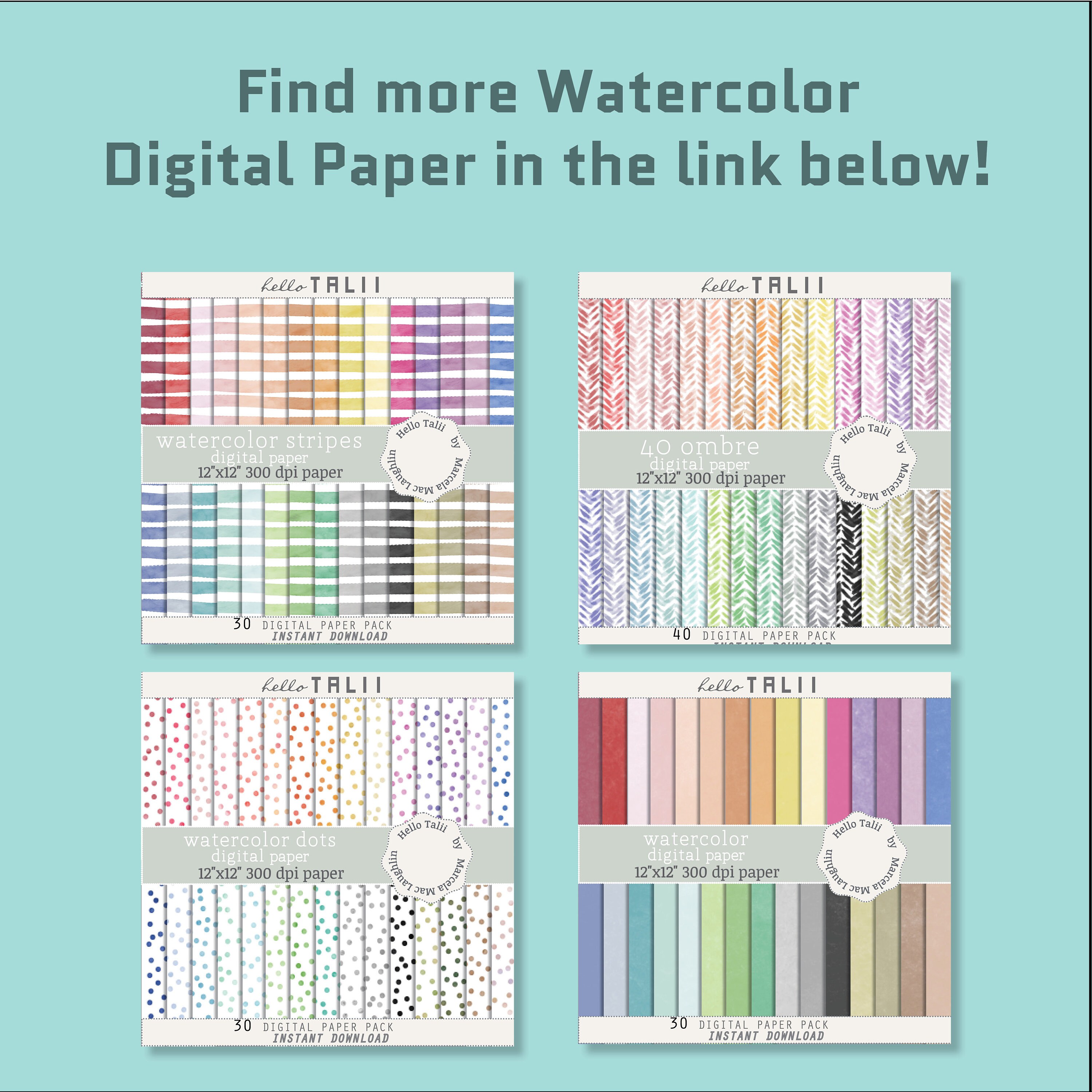 WATERCOLOR STRIPES Digital Paper Stripes Hand Painted in - Etsy