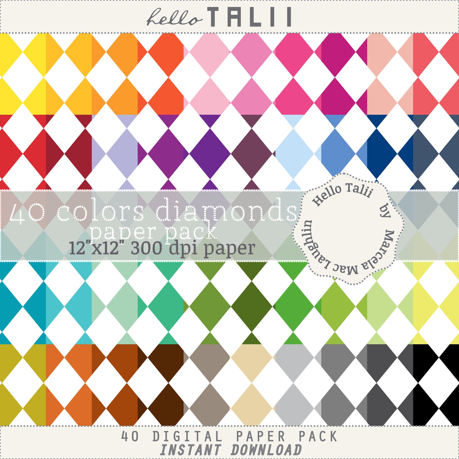 DIAMONDS Digital Paper Rainbow Colors Diamonds Backgrounds - Etsy