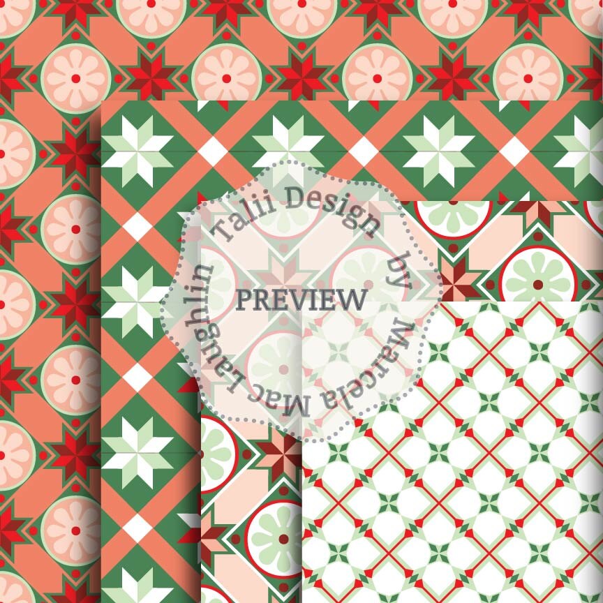 Christmas Digital Paper CHRISTMAS Tiles- Moroccan Mosaics Backgrounds ...