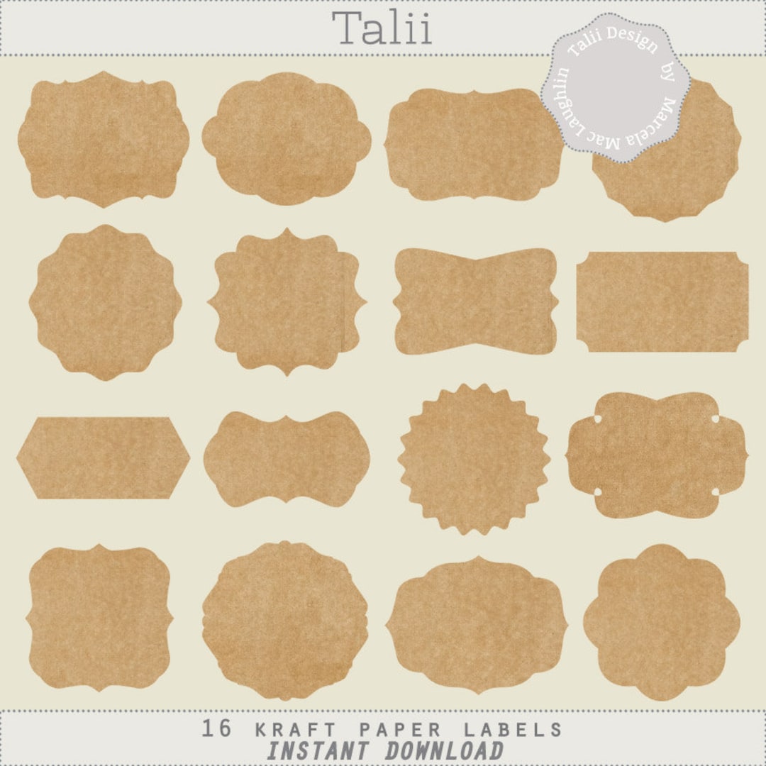 Kraft Paper Labels CLIP ART SET- 16 Vintage Labels Frames Tags Kraft ...