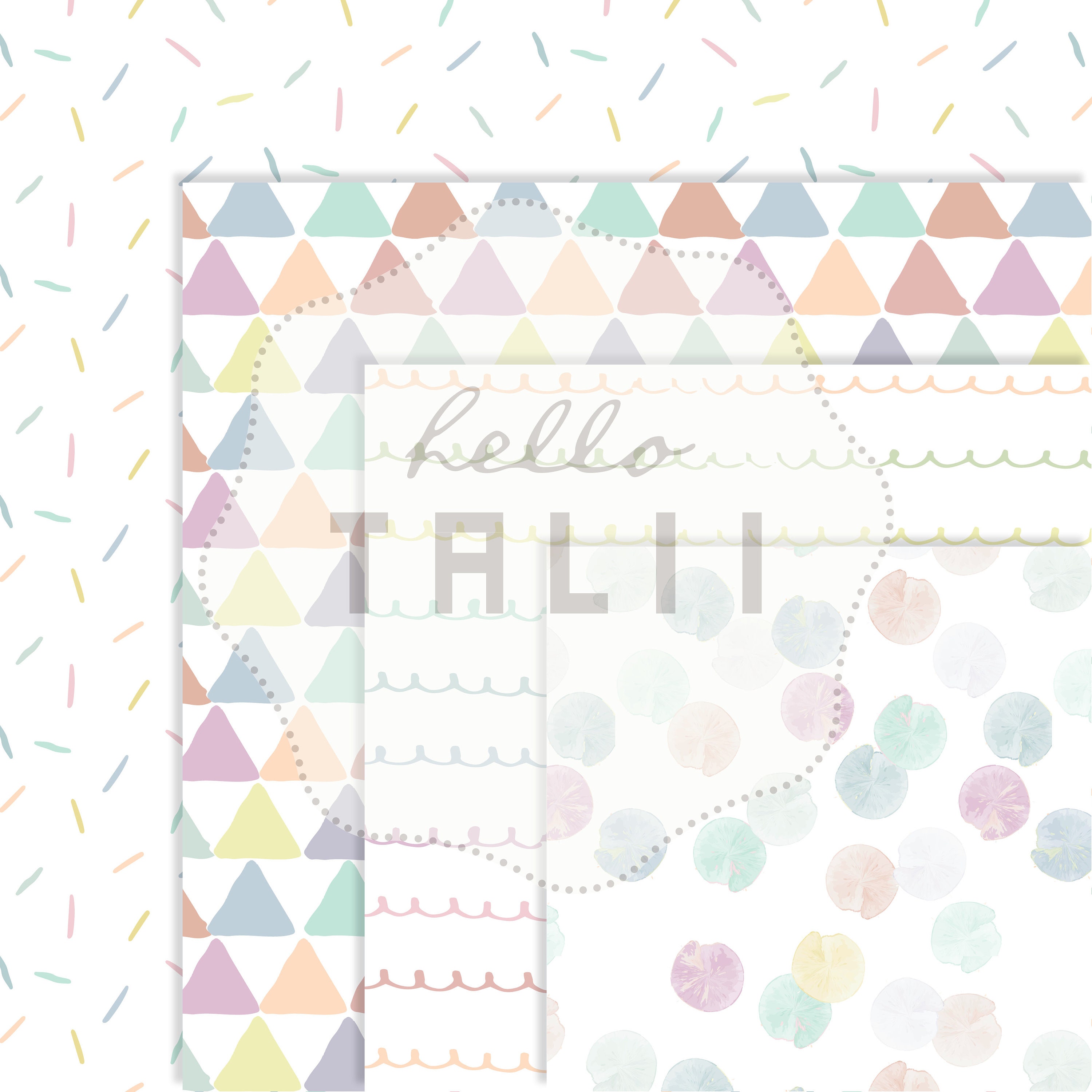 PASTEL RAINBOW WATERCOLOR Digital Paper Pastel Stripes Dots | Etsy