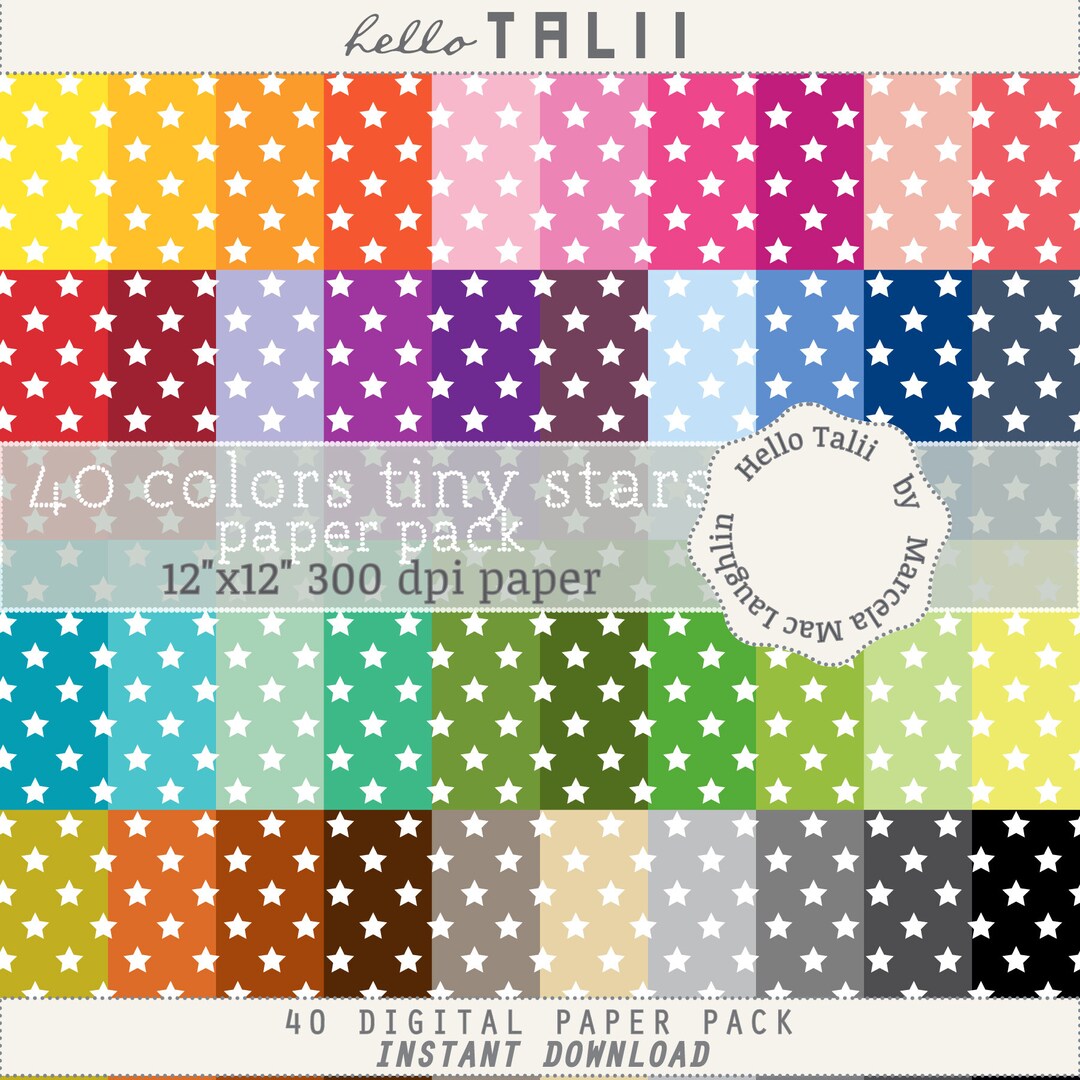 STARS Digital Paper Little White Stars on Bright Rainbow - Etsy