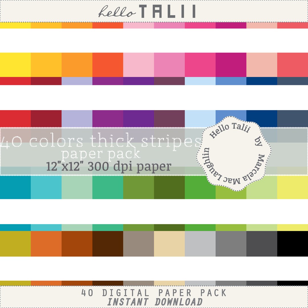 BIG Stripes DIGITAL PAPER- Thick Stripes Backgrounds Bright Rainbow ...